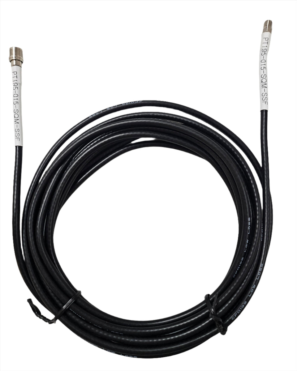 PT195-015-SQM-SSF: 15 Feet 195 Cable Assembly with SMA-Female and QMA ...