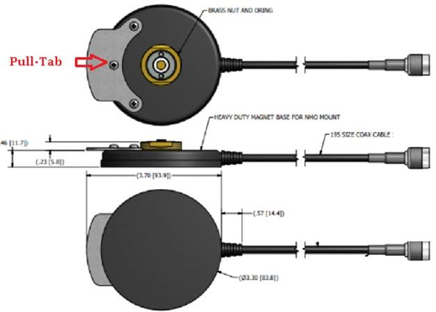 Heavy Duty Magnetic NMO Mount with 20 foot long cable and SMA Male RNM ...